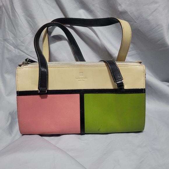 kate spade | Bags | Vintage Kate Spade Pink Green Cream Mondrian ...